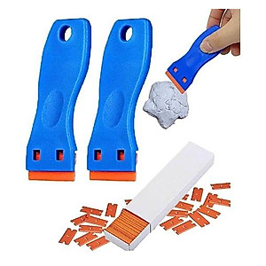 VESNIBA Multifunctional Glue Removal Shovel Plastic Scraper Tool Plastic Scraper Sticker Remover Tool Car Sticker Remover Scraper for Cleaning (1 Pcs*Shovels + 10 Pcs*Blad 409 Carpet (Blue, One Size)