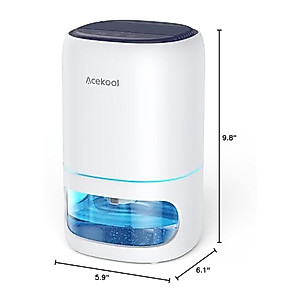 Acekool 35oz Dehumidifier Small Dehumidifier 2 in 1 with 7 Colorful Lights, Low Energy Portable Small Air Dehumidifiers for Home Bedroom Bathroom, Auto-off & Timer Function, Ultra Quiet 25dB, White