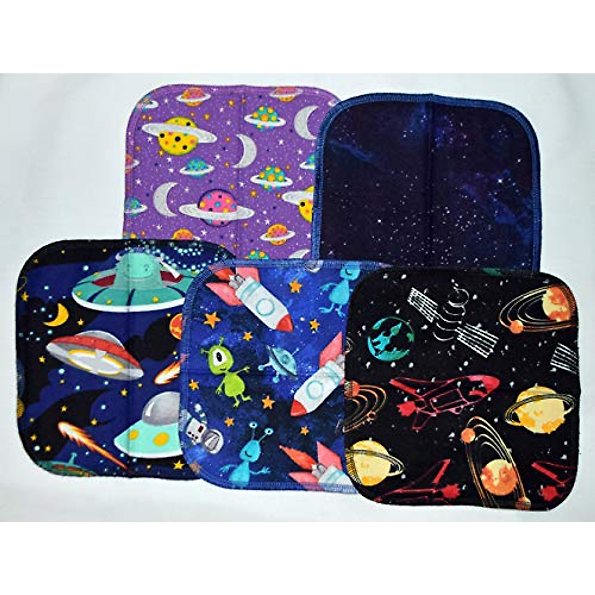 2 Ply Printed Flannel 8x8 Inches Set of 5 Out of This World