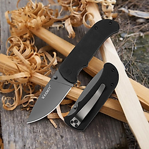 warmot® Pocket knife with G10 Handle - Ideal Knife for EDC Camping - Birthday Gift for Men & Wome,Black