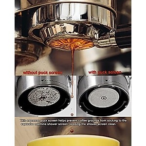 MIGOOZI 58.5mm Puck Screen with Stand - Reusable 316L Stainless Steel Filter Screen Compatible with Espresso Machine 58mm Portafilter Basket - Can Keeping Shower Screen Clean (58.5mm)