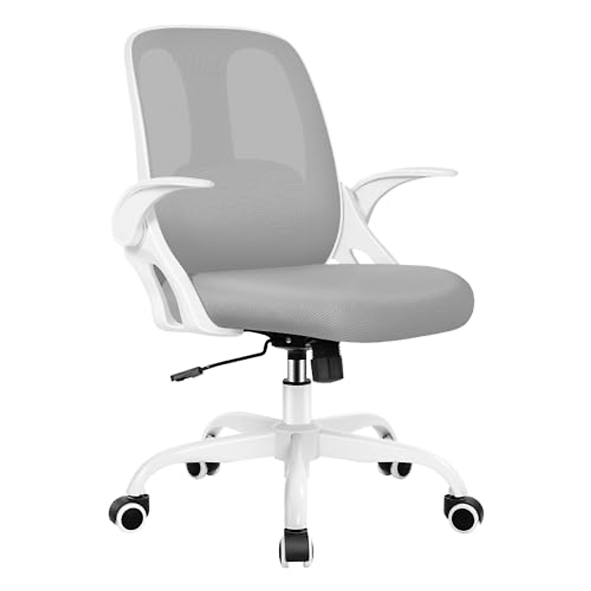 Razzor Office Chair, Ergonomic Computer Desk Chair with Lumbar Support, Breathable Mesh Rolling Swivel Task Chair with Flip-up Armrest and Adjustable Height for Home Office - LightGray