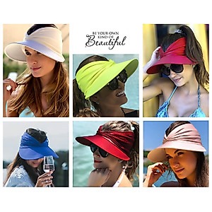 Muryobao Womens Sun Visor Hat Wide Brim Summer UPF 50+ UV Protection Beach Sport Cap Black