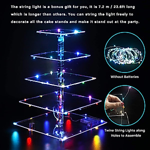 YestBuy 4 Tier Shelf Cake Pop Stand (Blue) +5 Tier Premium Cupcake Holder – Acrylic Cupcake Tower Display – Cady Bar Party Décor – Acrylic Display for Pastry Weddings, Birthday (Colorful)