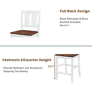 Bellemave Counter Height Round Dining Table Set for 4 High Top Kitchen Table and Chairs 5-Piece Small Wood Dining Room Sets for Apartment, Tall Round Dinette Set for 4, Brown