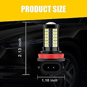 zvsay 1 PC Car LED Fog Lights, 6000K High-light Front Fog Lights, 5730-33SMD LED Light Bulb Conversion Kit, Universal for Most Cars (White #9005)