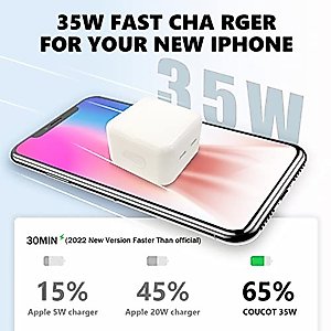 ZTTXL 35W USB C Charger Block, Dual USB-C Port Compact Power Adapter, PD 3.0​​​​ Fast Wall Charger 2Pcs 5FT C to L, C to C for iPhone14 Pro/14 Pro Max/iPhone13/Samsung/iPad/Speaker/AirPods and etc