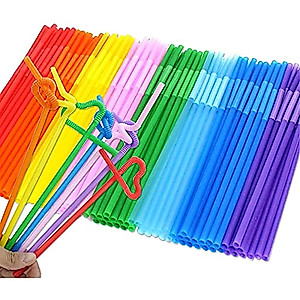 Tomnk 300pcs 10.3 Inches Disposable Flexible Bendy Drinking Straws Plastic Straws