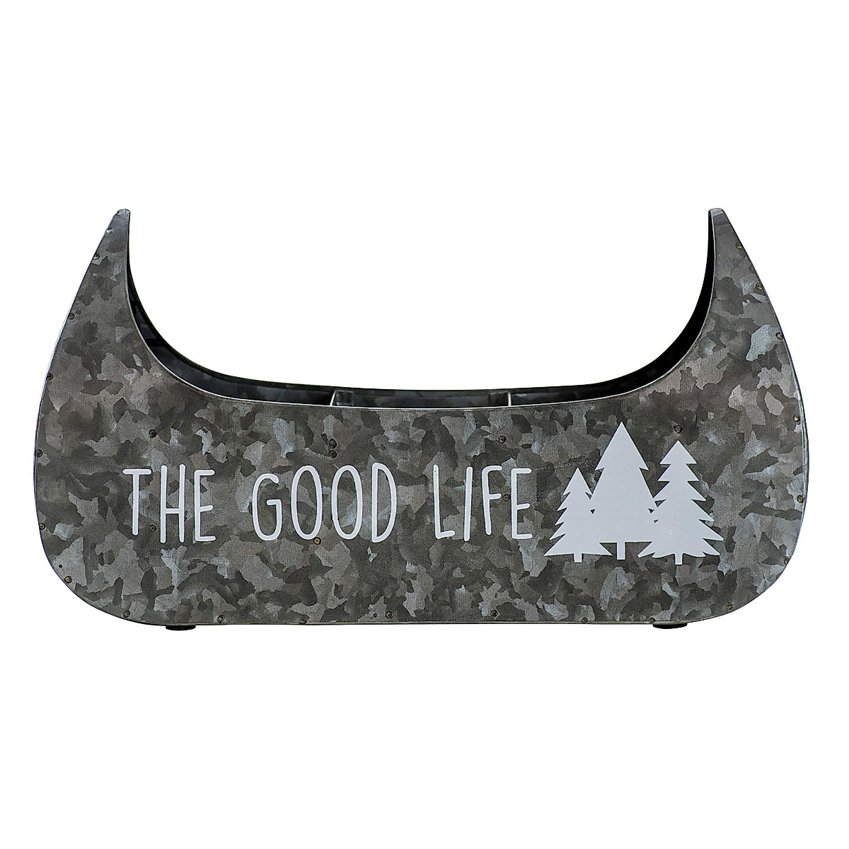 Boston Warehouse 55169 Canoe Shaped Galvanized Metal Flatware Caddy, 14 Inch, The Good Life