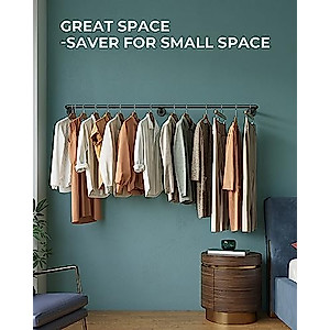 OROPY Clothes Rack, 65.7" Industrial Pipe Clothing Rack 2 Pack for Clothes, Wall Mounted Heavy Duty Space Saving Garment Rack for Closet Storage, Black, 3 Base