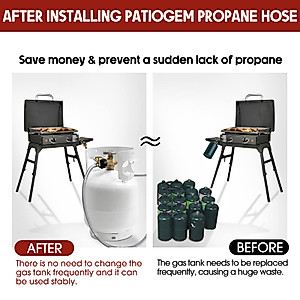 PatioGem Pros 6 Feet Propane Hose Adapter 1lb to 20lb, Propane Tank Adapter, 1lb to 20lb Propane Tank Adapter, Propane Hose Adapter 1lb to 20lb, Propane Hose Adapter