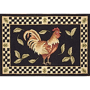 SAFAVIEH Vintage Poster Collection 1'8" x 2'6" Black/Ivory VP320A Handmade Rooster Novelty Premium Wool Accent Rug