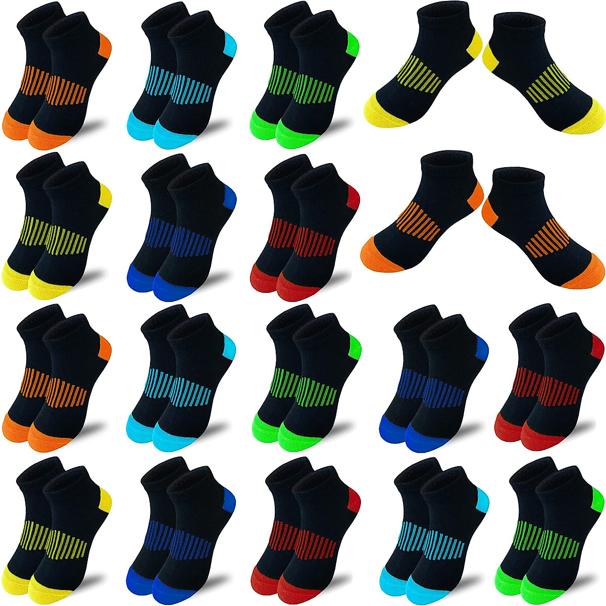 JAMEGIO boy socks 18 Pairs kids Low Cut socks Half Cushion Sport Ankle Athletic Sock for Little Big Kids(7-10 Years)