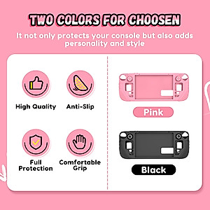 Protective Case for Steam Desk OLED, IINE Steamdesk OLED Silicone Cover Case, 9-in-1 Protective Silicone Shell with Anti-Scratch Cover Protector, Steam Deck OLED Accessories Set, Black