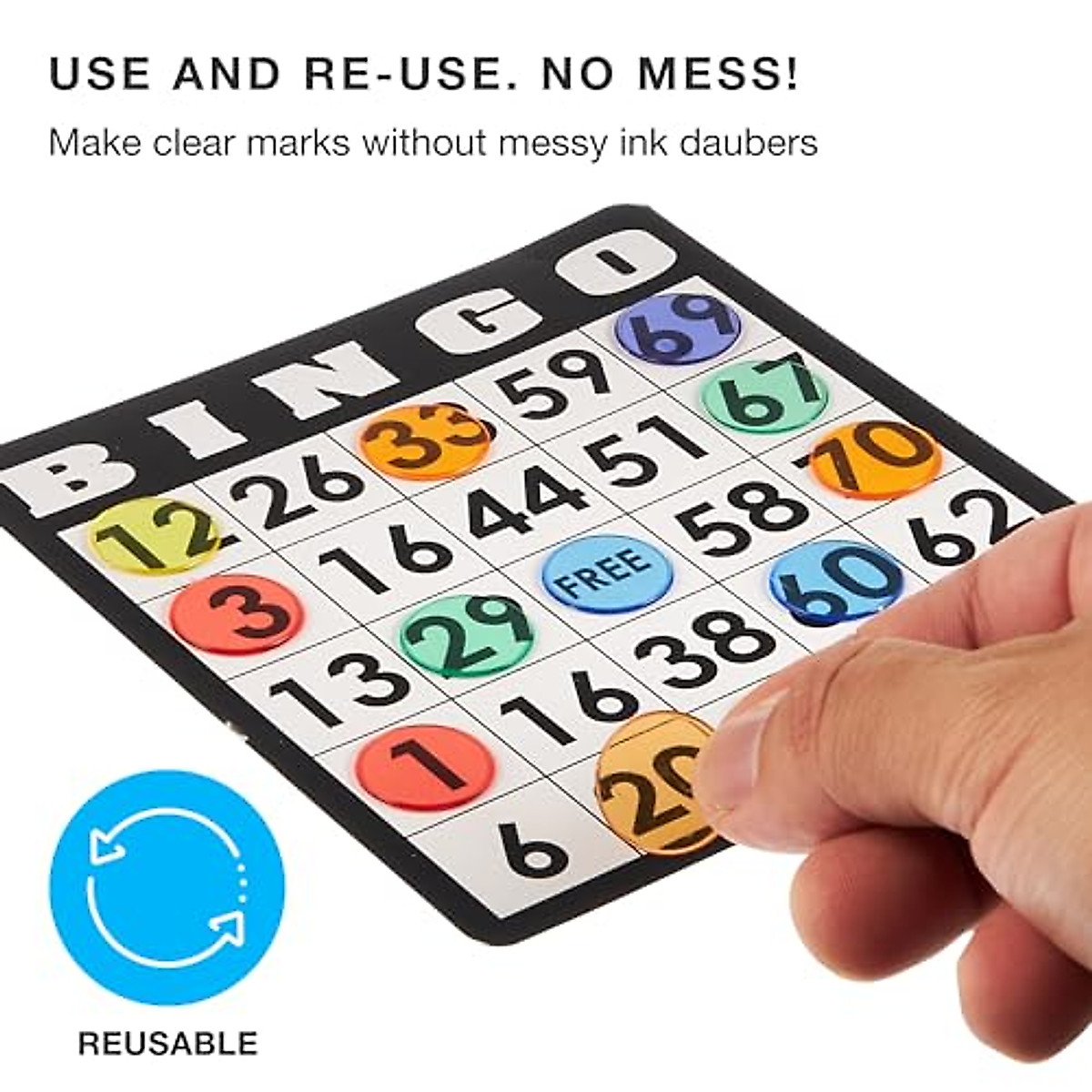 Brybelly Royal Bingo Supplies Bingo Chips for Bingo Games - 1000 Count, Mixed - 3/4" Translucent Bingo Markers - Clear Plastic Bingo Chips Bulk Transparent Counters