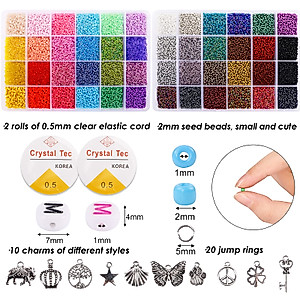 Quefe 38000pcs 2mm 12/0 Glass Seed Beads Kit for Jewelry Making ,48 Colors Bracelet Beads with Letter Beads Bulk, Neutral Gold Colors Waist Beads for DIY Craft Making Supplies