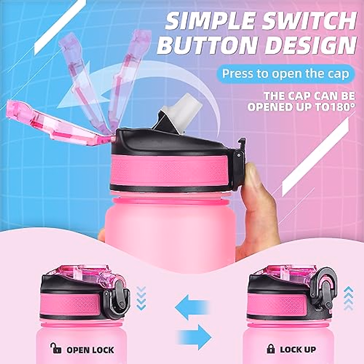 West Biking 32 oz Water Bottle with Time Marker and Straw, Motivational Water Bottles with Clean Brush, Leakproof & BPA Free, Drinking Sports Water Bottle for Fitness Gym Outdoor