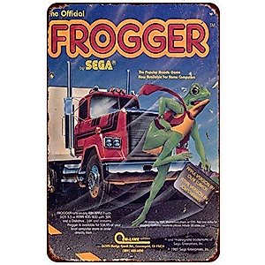 Wall Decor 8x12 Inch 1981 Frogger ad Sega Atari Apple Gaming Outdoor Indoor Tin Metal Signs