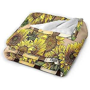 Sunflower Healing Blanket for Women ,Inspirational Quote God Says You are Hummingbird Design Sherpa Throw Blankets for Kids and Adults Cozy Blankets 50X40 inch