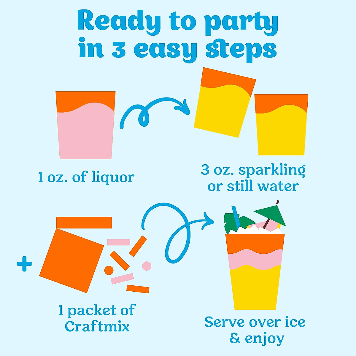 Craftmix Variety Pack, Makes 12 Drinks, Skinny Cocktail Mixers, Mocktails Non-Alcoholic Drinks - Made With Real Fruit - Vegan Low-Carb, Low-Sugar, Non-GMO, Dairy Free, Gluten Free, Easy to Mix