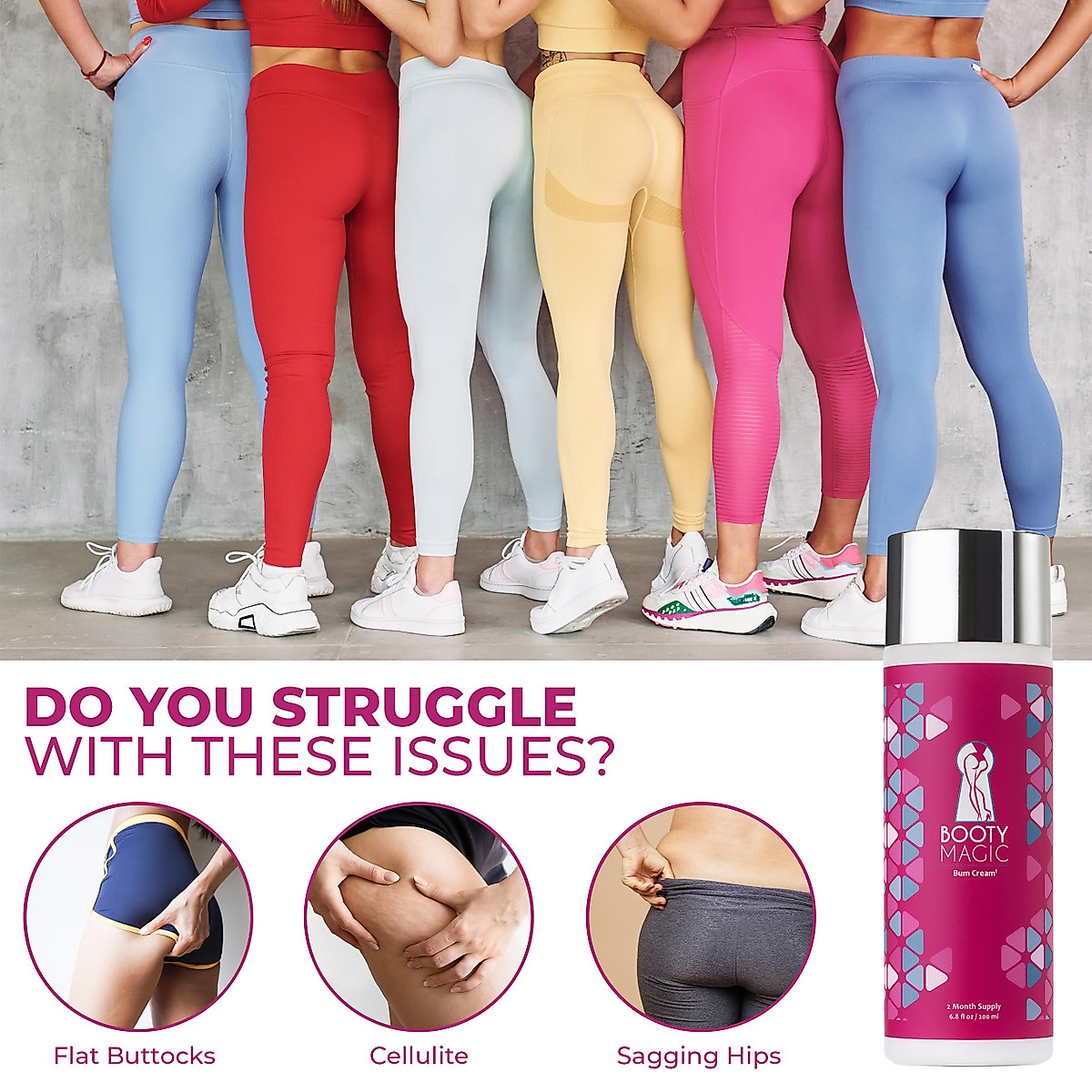 Booty Magic Butt Enhancement Cream - 6.8oz Butt Cream for Bigger Butt, Booty Cream Bigger Booty with Maca Root Extract, Pueraria Mirifica, Aloe Vera for Volume, Roundness and Softness