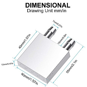 DIYhz Aluminum Water Cooling Block, Liquid Water Cooler Heat Sink System for PC Computer CPU Graphics Radiator Heatsink Endothermic Head Silver 2pcs(40mm x 40mm x 12mm)4