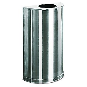Rubbermaid Commercial Products Half Rounds Steel Trash Can, Open Top, 12 GAL, Stainless Steel, Indoor for Hotel Lobbies/Washrooms/Front of House Hospitality Areas