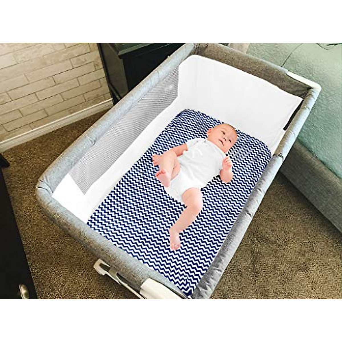 Bassinet Bed Sheets – Premium Bassinet Fitted Sheet for Halo, Mika Micky, Maxi COSI & Others - 4 Pack 100% Jersey Knit - Bassinet Bedding for Standard Size Oval or Halo Bassinet Pads for Boys & Girls