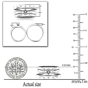 Dazzlingrock Collection 0.10 Carat (ctw) Round White Diamond Men & Women Wedding Rings Trio Bridal Set for Couple | 10K White Gold, Womens size 7 and Mens size 10
