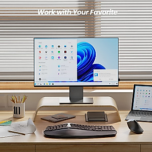 Nulea RT04 Wireless Ergonomic Keyboard, 2.4G Split Keyboard with Cushioned Wrist and Palm Support, Arched Keyboard Design for Natural Typing, Compatible with Windows/Mac