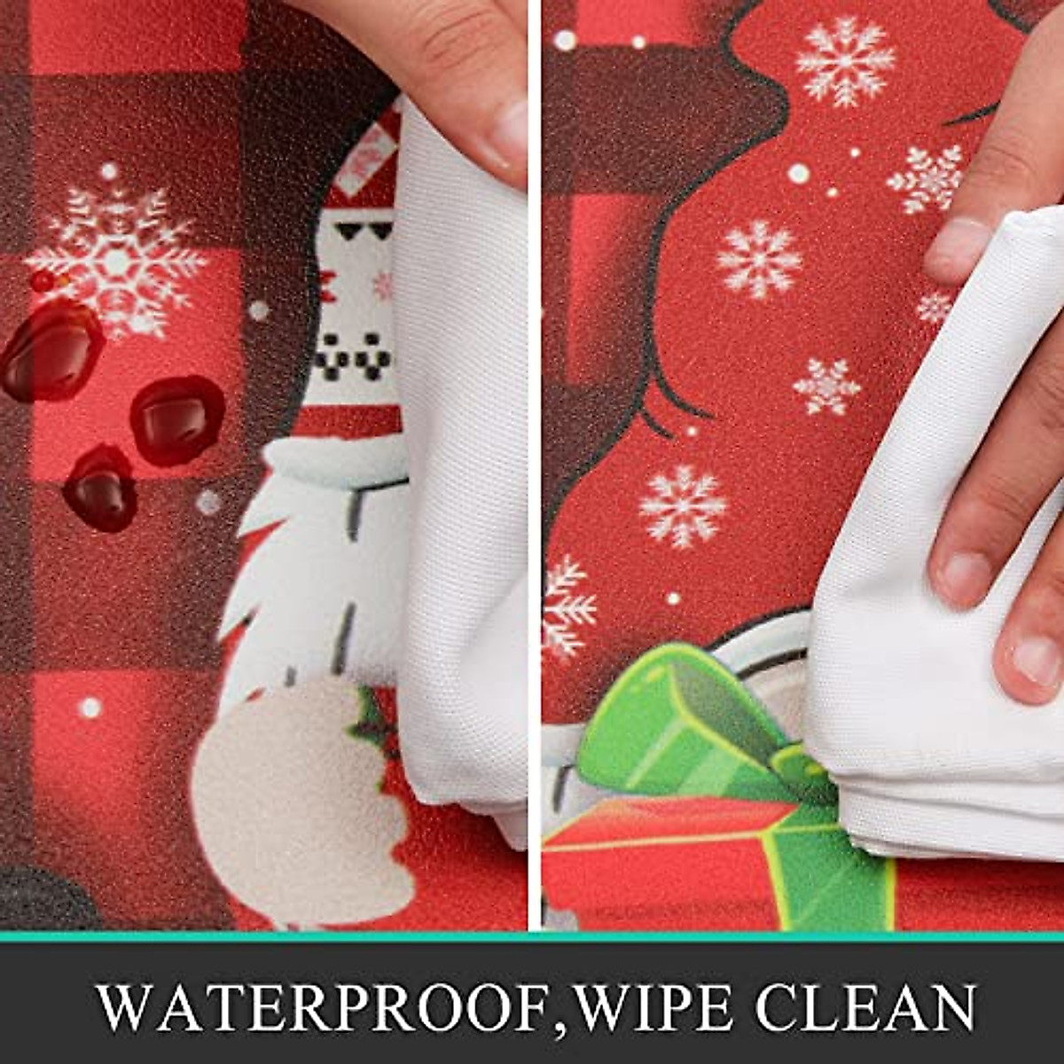 Pauwer Christmas Gnome Kitchen Rugs Set of 2, Farmhouse Red Buffalo Plaid Kitchen Floor Mat, Non Slip Anti Fatigue Kitchen Mats for Floor, Cushioned Kitchen Rug Set Christmas Winter Holiday Decoration