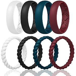 Egnaro Engagement Rings Women, Inner Arc Ergonomic Breathable Design Silicone Rubber Wedding Bands