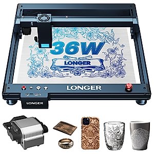 Longer Laser B1 Engraver, 36000mW Laser Cutter Engraving Machine with Air Assist, DIY Precisely Laser Engraving Machine, CNC Machine for Wood and Metal, Acrylic, Leather, etc.Laser Class II