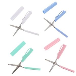 4Pcs Mini Student Scissor Pen Style Shears Compact Scissors Folding Pocket Portable Shears Letter Opening Scissors for Home School DIY Crafts