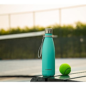 koodee Insulated Water Bottle -17 oz Stainless Steel Double Wall Vacuum Insulated Water Bottle for Back to School, 2 Pack Sports Water Flask Leak Proof (Aquamarine Blue-Sky Blue)