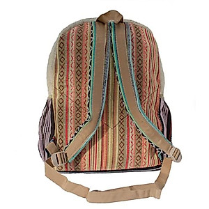 Himalayan Fashion Rainbow Multicolor Large Pocket Hemp American Native Design Backpack