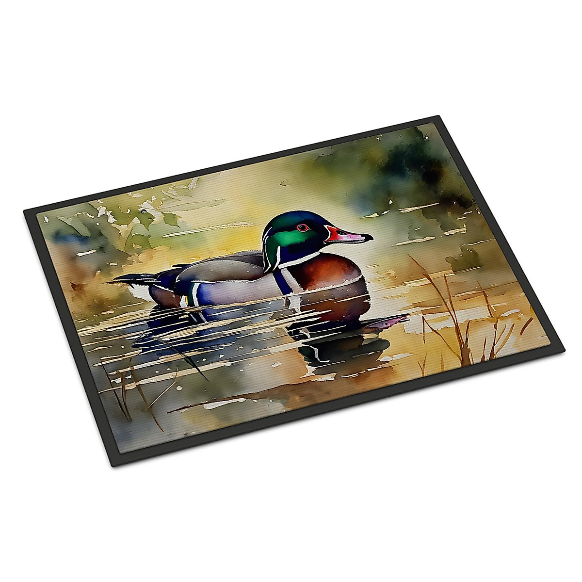 Caroline's Treasures DAC3281MAT Wood Duck Doormat Front Door Mat Indoor Outdoor Rugs for Entryway, Non Slip Washable Low Pile, 18H X 27W