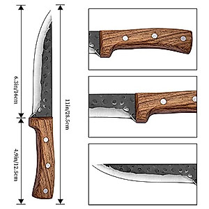 LYUSan 6.3" Meat Cleaver Knives Hand Forged Boning Knife handmade Multipurpose Cleaver Kitchen Knives for Camping, Grill Carbon Steel