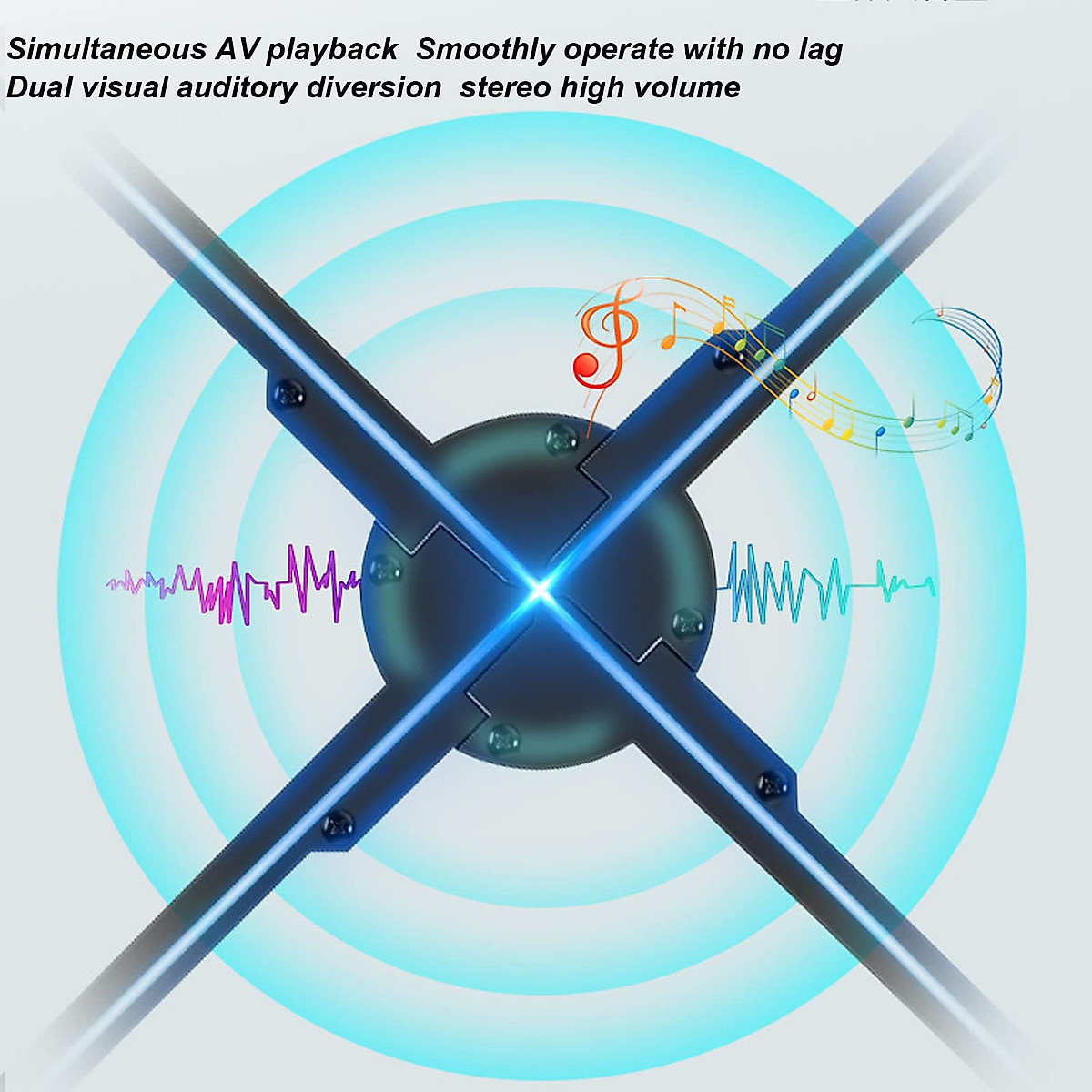 3D Hologram Fan, 350R/Min, 170° Viewing Angle, 2880 HD LED Light Beads, 8 Leaves 2048X2880 WiFi Holographic Projectors for Business Store Signs, Bar, Casino, Party(USA)