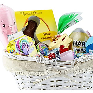 Cornucopia Wicker Basket with Handles (White-Painted), for Easter, Picnics, Gifts, Home Decor and More, 13 x 10 x 6 Inches