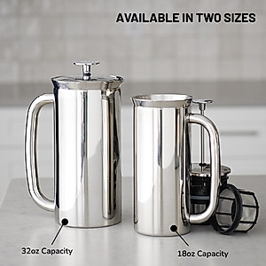 ESPRO - P7 French Press - Double Walled Stainless Steel Insulated Coffee and Tea Maker with Micro-Filter - Keep Drinks Hotter for Longer, Perfect for Home (Polished Stainless Steel, 32 Oz)
