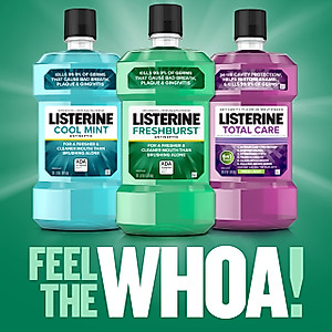 Listerine Freshburst Antiseptic Mouthwash for Bad Breath, Kills 99% of Germs that Cause Bad Breath & Fight Plaque & Gingivitis, ADA Accepted Mouthwash, Spearmint, 1 L