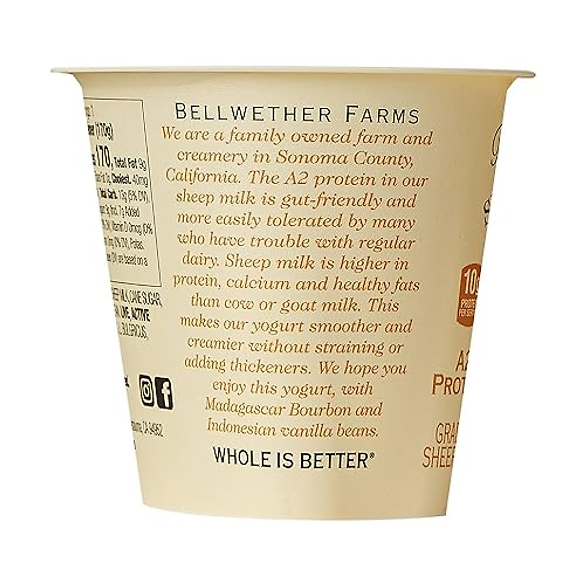 Bellwether Farms, Sheep Milk Yogurt, Vanilla, 6 oz