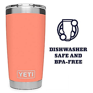 YETI Rambler 20 oz Tumbler, Stainless Steel, Vacuum Insulated with MagSlider Lid, Coral