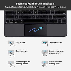 AUSDOM Magic-Style Keyboard Case for 2024 iPad Air 13(M2) and iPad Pro 12.9 (6th/5th/4th/3rd Gen), Magnetic Floating Wireless Backlit Rechargeable Bluetooth Keyboard with Multi-Touch Trackpad, Black