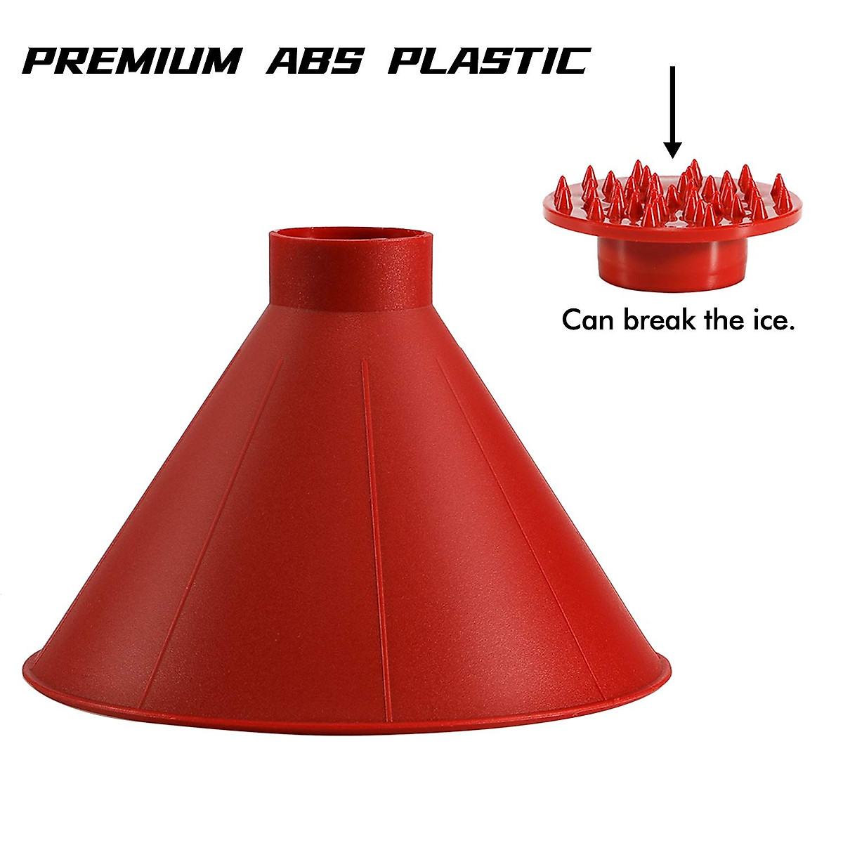 Magical Car Ice Scraper with Funnel,2 Pack Cone Windshield Ice Scrapers,Round Snow Scraper for Car(Red)