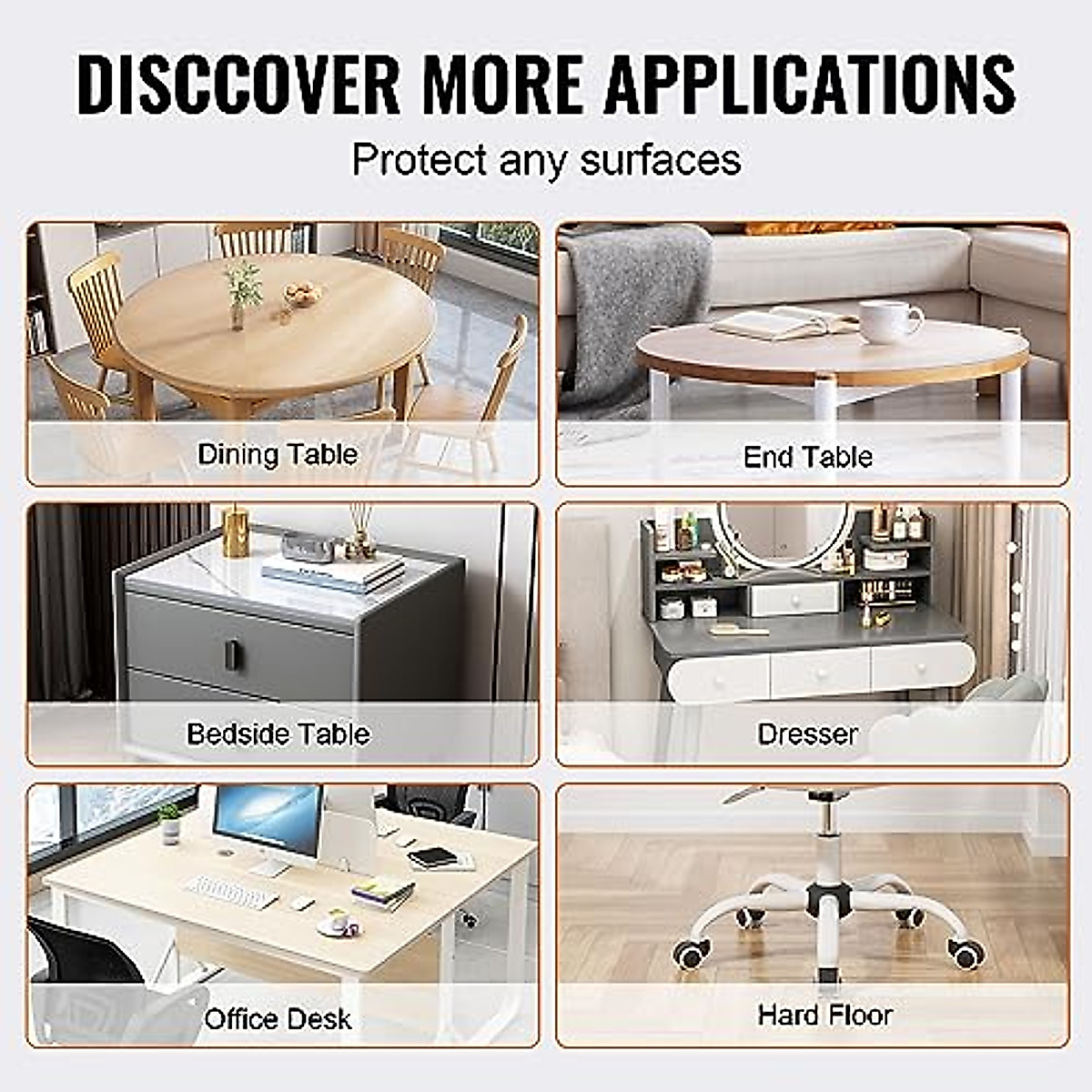 VEVOR Clear Table Cover Protector, 42 inch/1068 mm Round Table Cover, 1.5 mm Thick PVC Plastic Tablecloth, Waterproof Desktop Protector for Writing Desk, Coffee Table, Dining Room Table