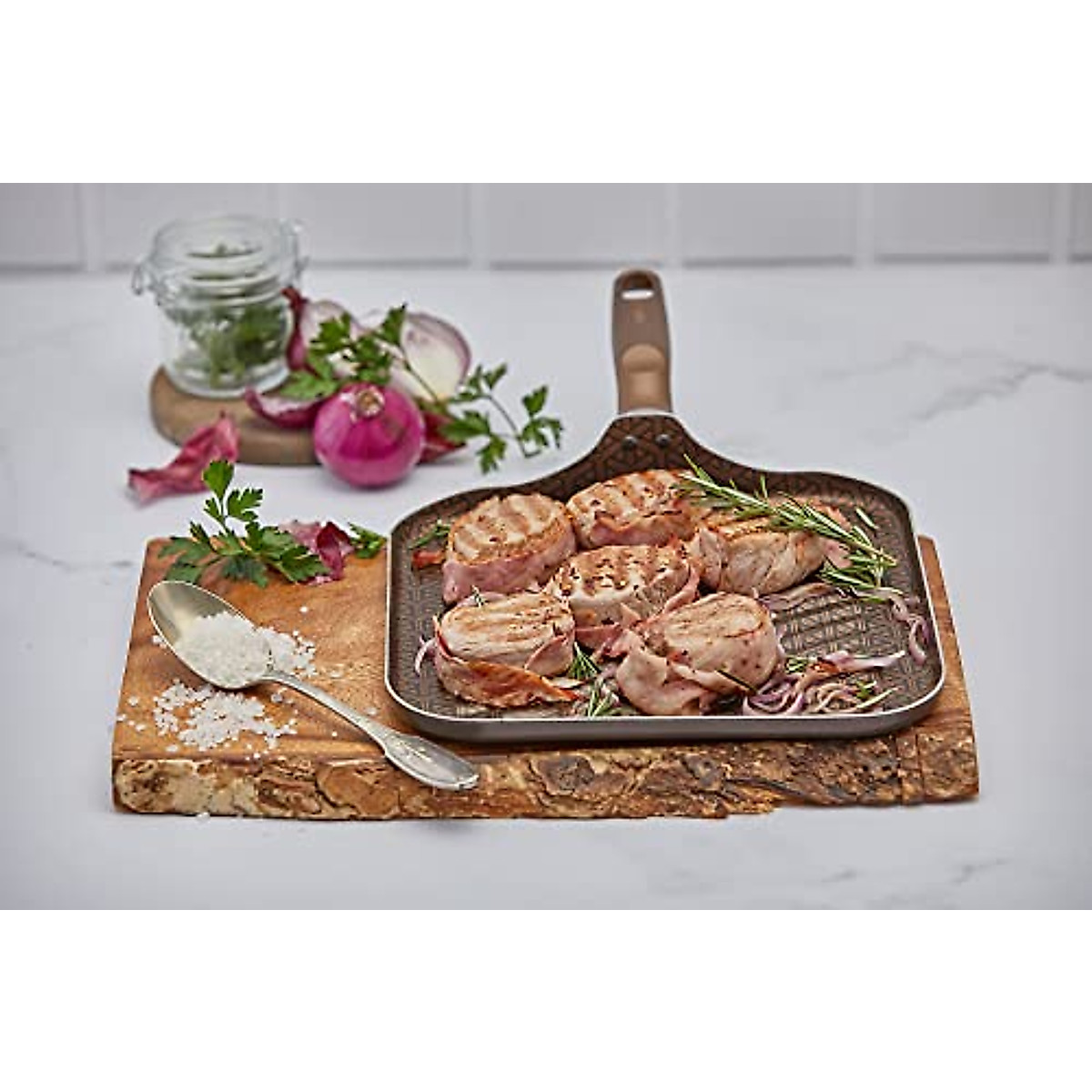 IMUSA USA 10.5" Talent Master Deluxe Grill Pan with Thermal Signal Technology