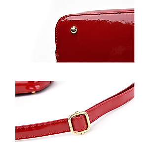 Women's Patent Leather Handbags Shiny Top-Handle Purse Flame Pattern Shoulder Bag (Black)