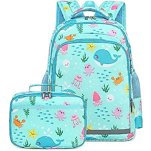 CAMTOP Backpack for Kids Girls Boys Preschool Backpacks with Lunch Box Toddle Kindergarten BookBag Set for Age 3-8 (Ocean World)